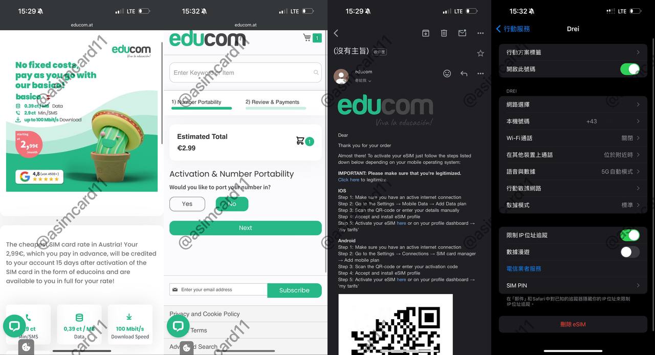 奥地利educom Prepaid eSIM-giffgaff中文网